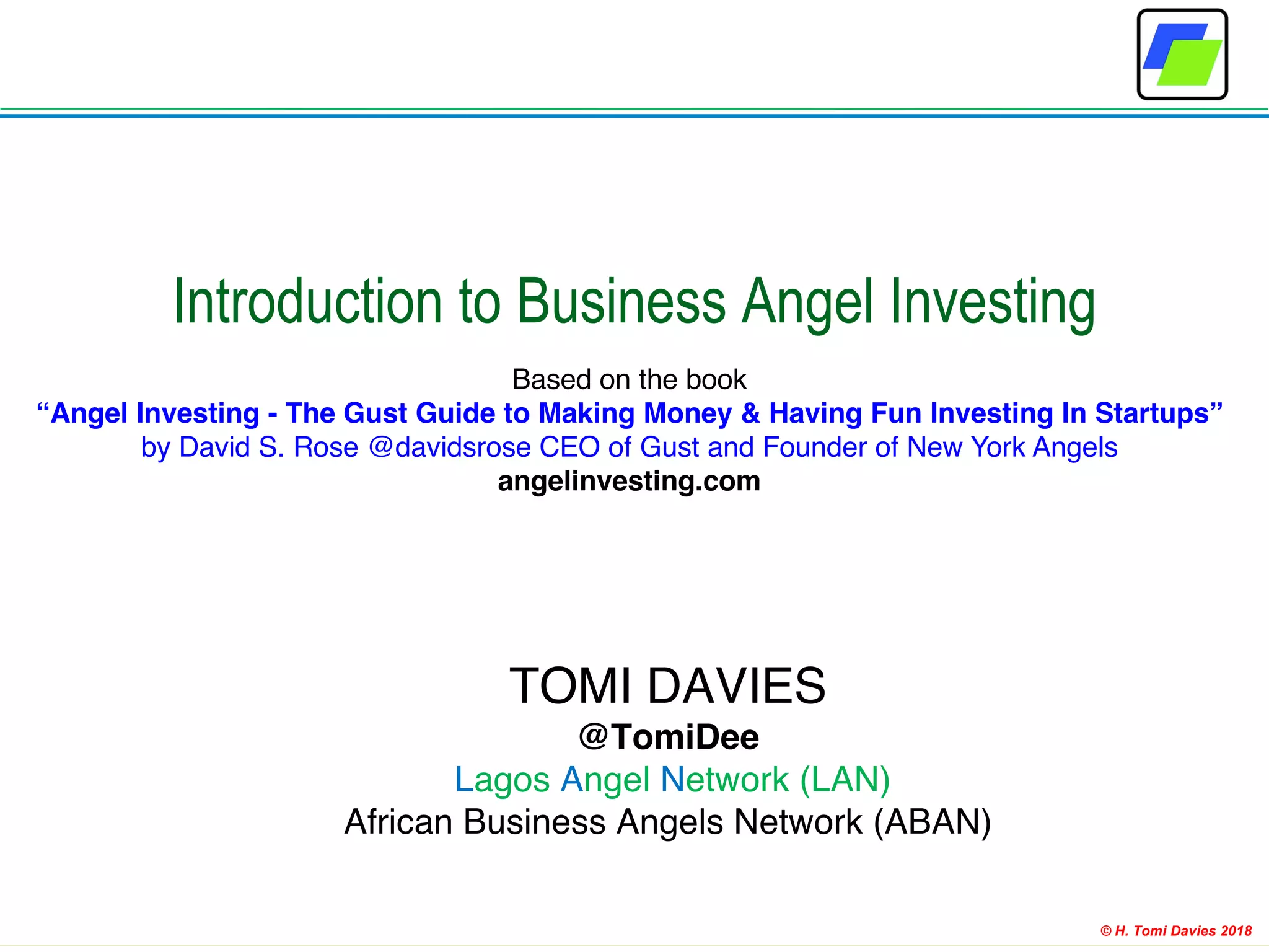 Introduction to Business Angel Investing | PDF