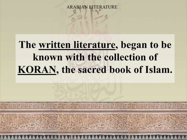 Intro to arabic literature | PPTX | Islam | Religion & Spirituality