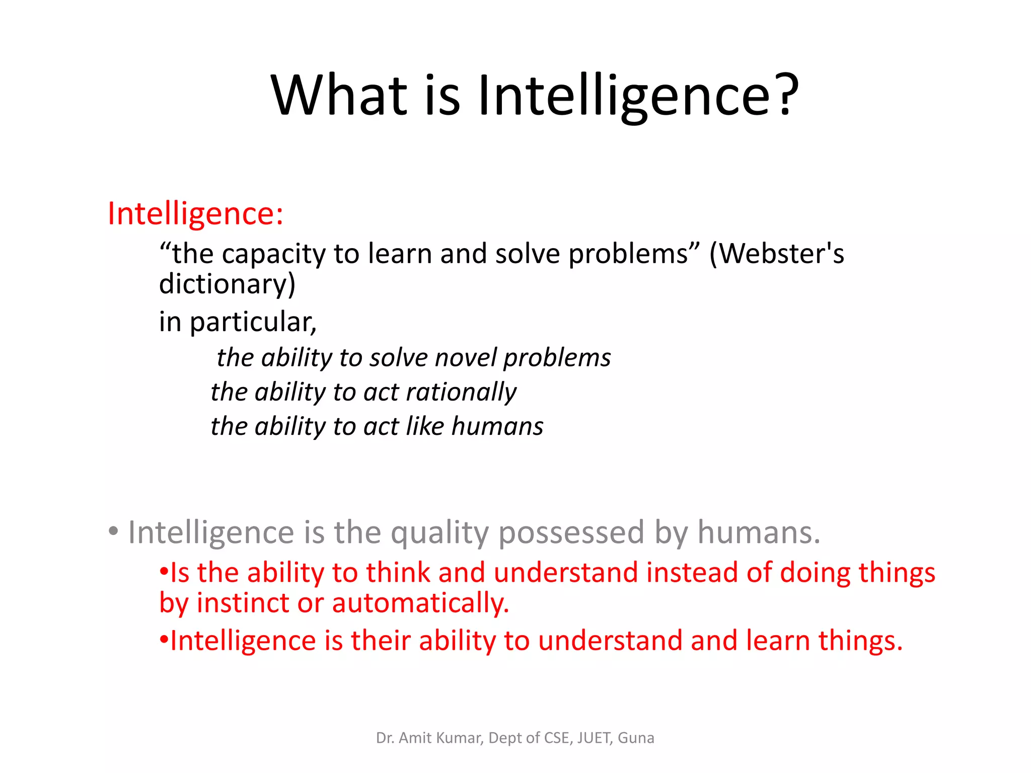 Intro to artificial intelligence | PPT