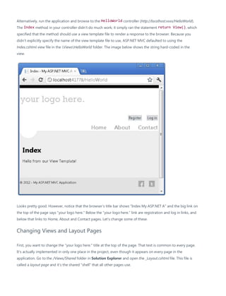 Intro to asp.net mvc 4 with visual studio | PDF