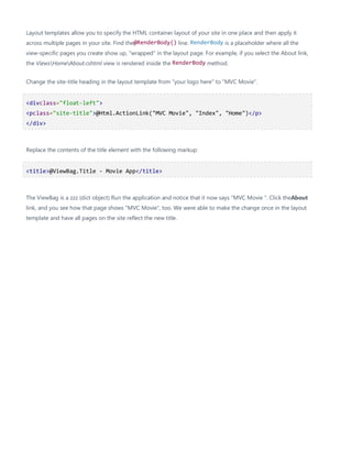 Intro to asp.net mvc 4 with visual studio | PDF
