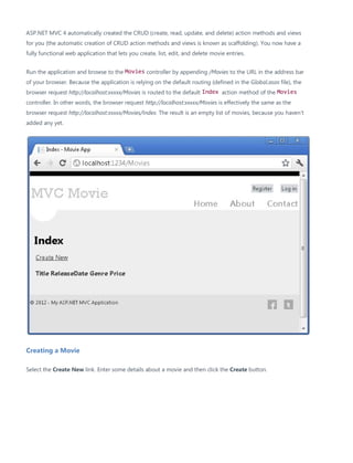 Intro to asp.net mvc 4 with visual studio | PDF