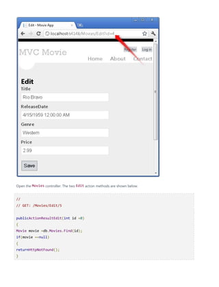 Intro to asp.net mvc 4 with visual studio | PDF