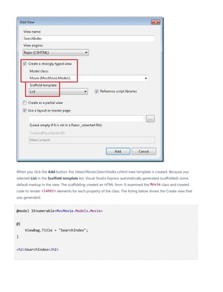 Intro to asp.net mvc 4 with visual studio | PDF
