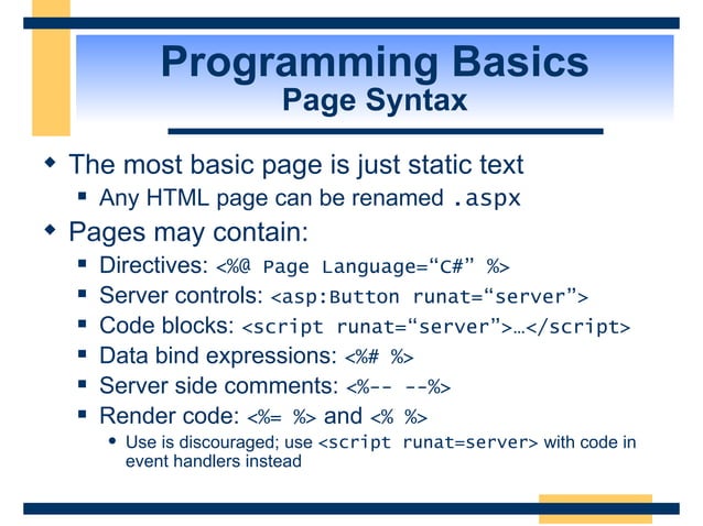 Intro To Asp Net And Web Forms Ppt