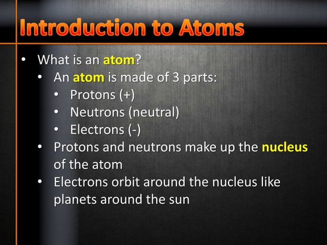 Intro to atoms | PPTX | Chemistry | Science