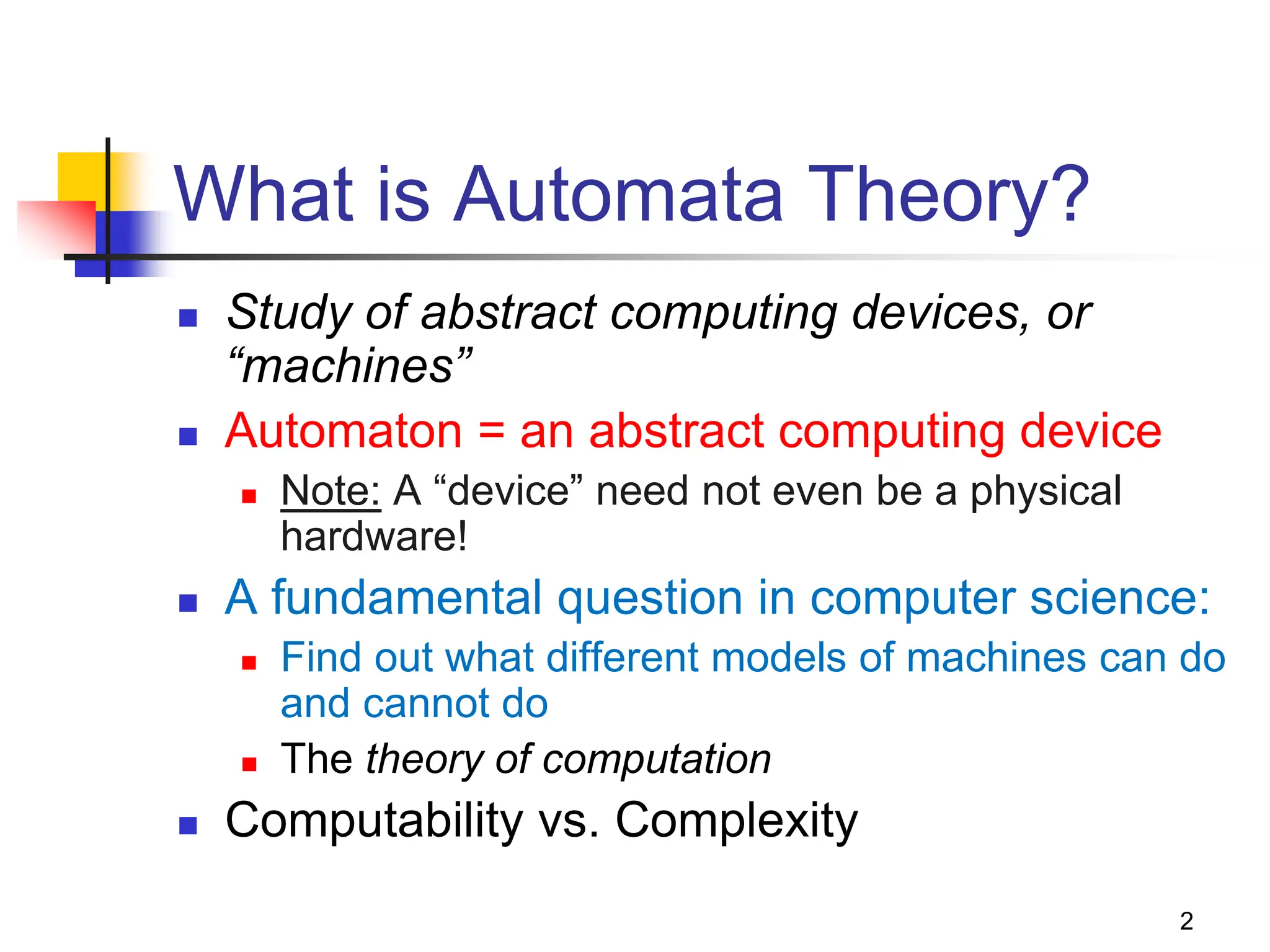 Introduction To The Computing Theory In Automata Ppt Programming Languages Computing