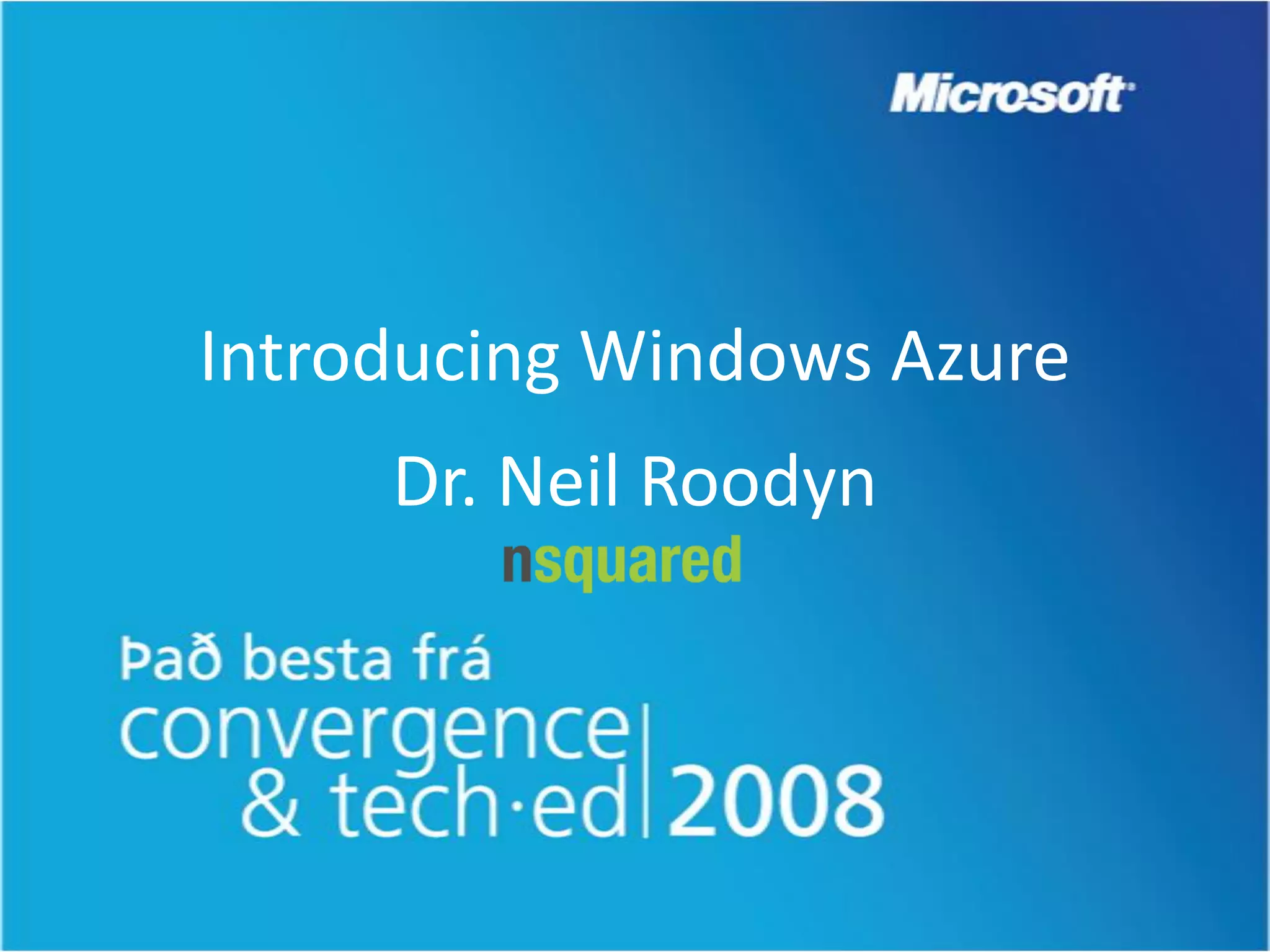 Windows Azure introduction | PDF