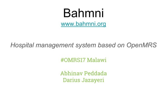 Introduction to Bahmni | PPTX