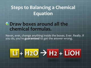 Intro to balancing chemical reactions | PPTX