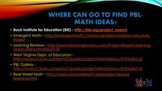 Using Project Based Learning in Mathematics | PPTX