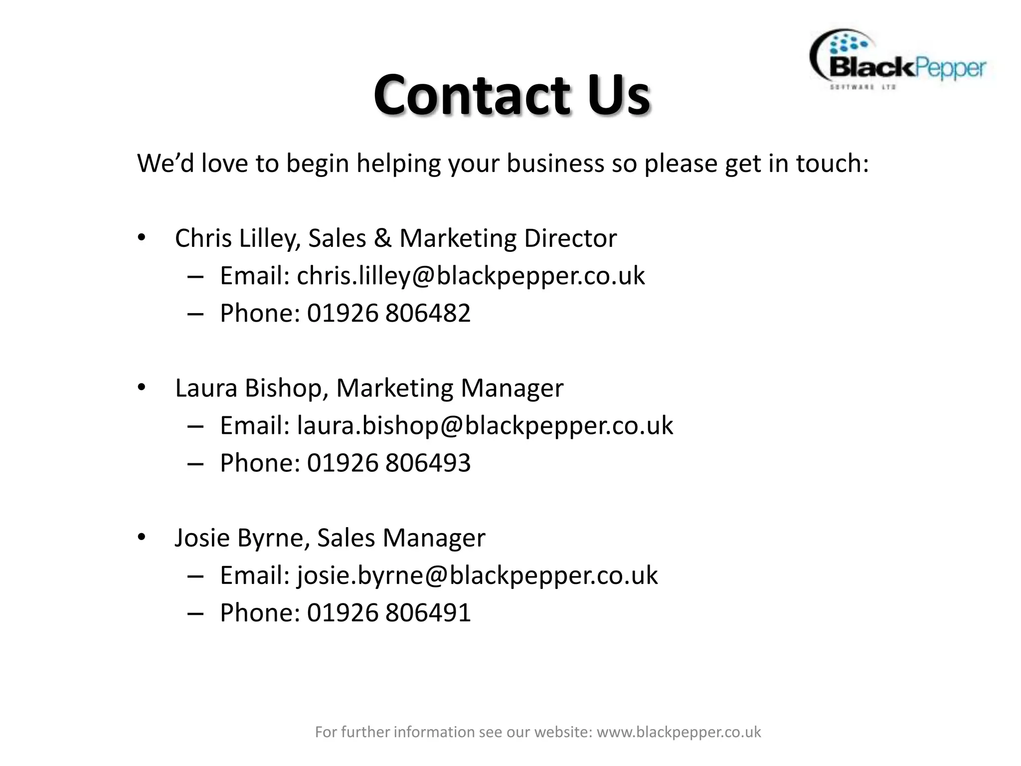 Intro to black pepper software presentation without screen shots mar 2014 | PPTX