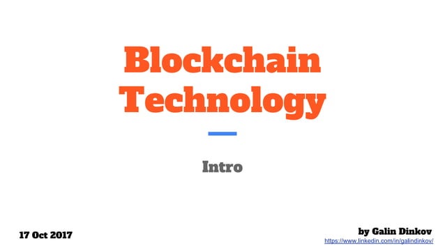 Intro to blockchain technology | PPT