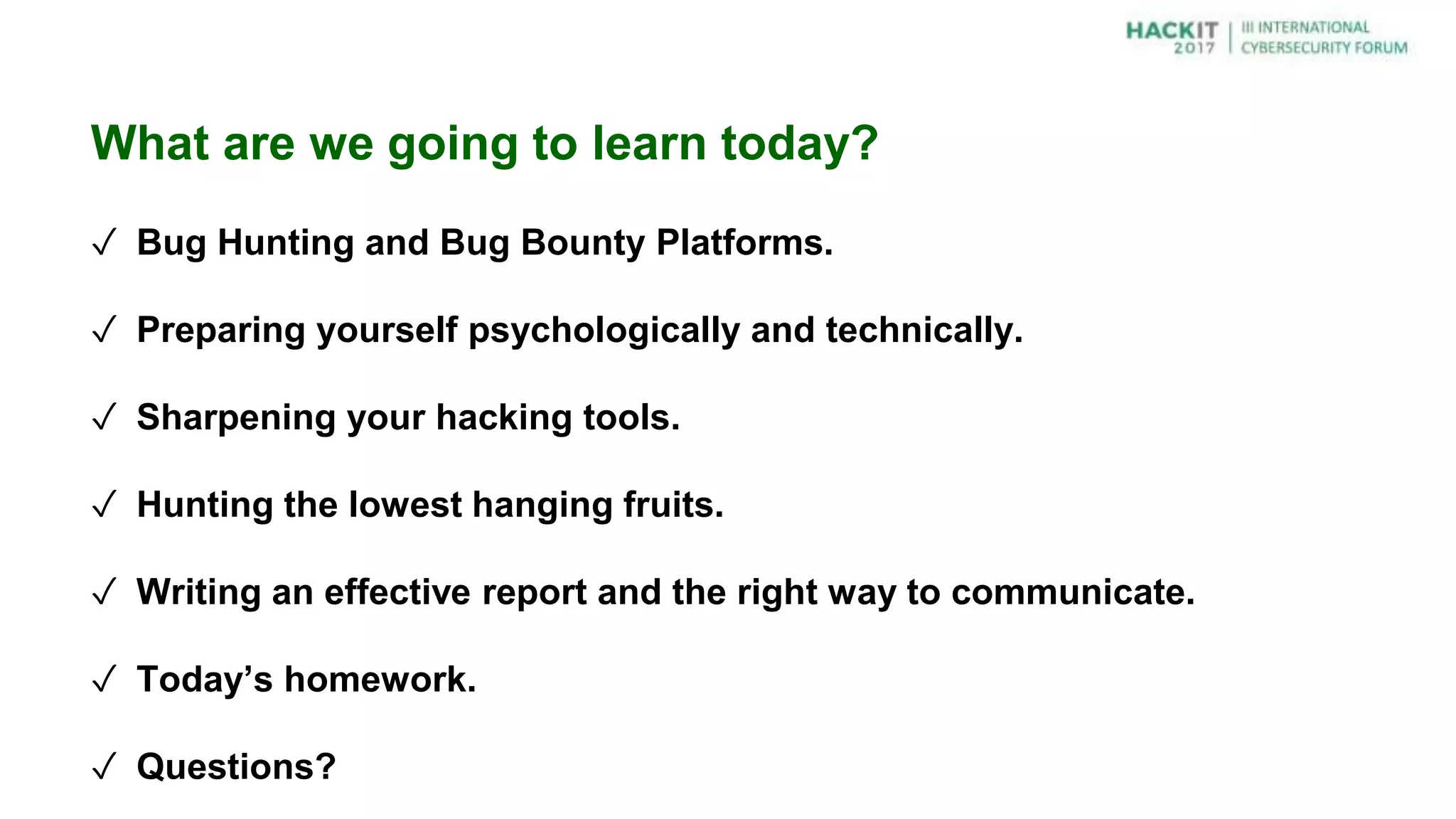 "Introduction to Bug Hunting", Yasser Ali | PPTX