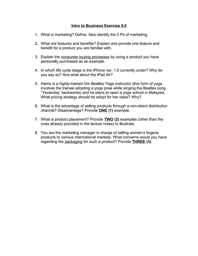 Intro to business exercise 6 (1) | PDF