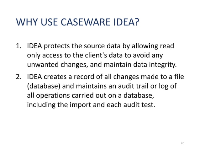 Introduction to CaseWare IDEA - Designed by Auditors for Auditors | PDF