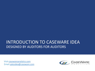 Introduction to CaseWare IDEA - Designed by Auditors for Auditors | PDF