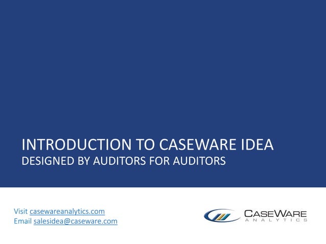 Introduction to CaseWare IDEA - Designed by Auditors for Auditors | PDF