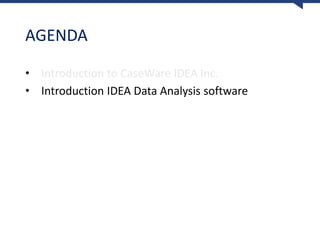 Introduction to CaseWare IDEA - Designed by Auditors for Auditors | PDF