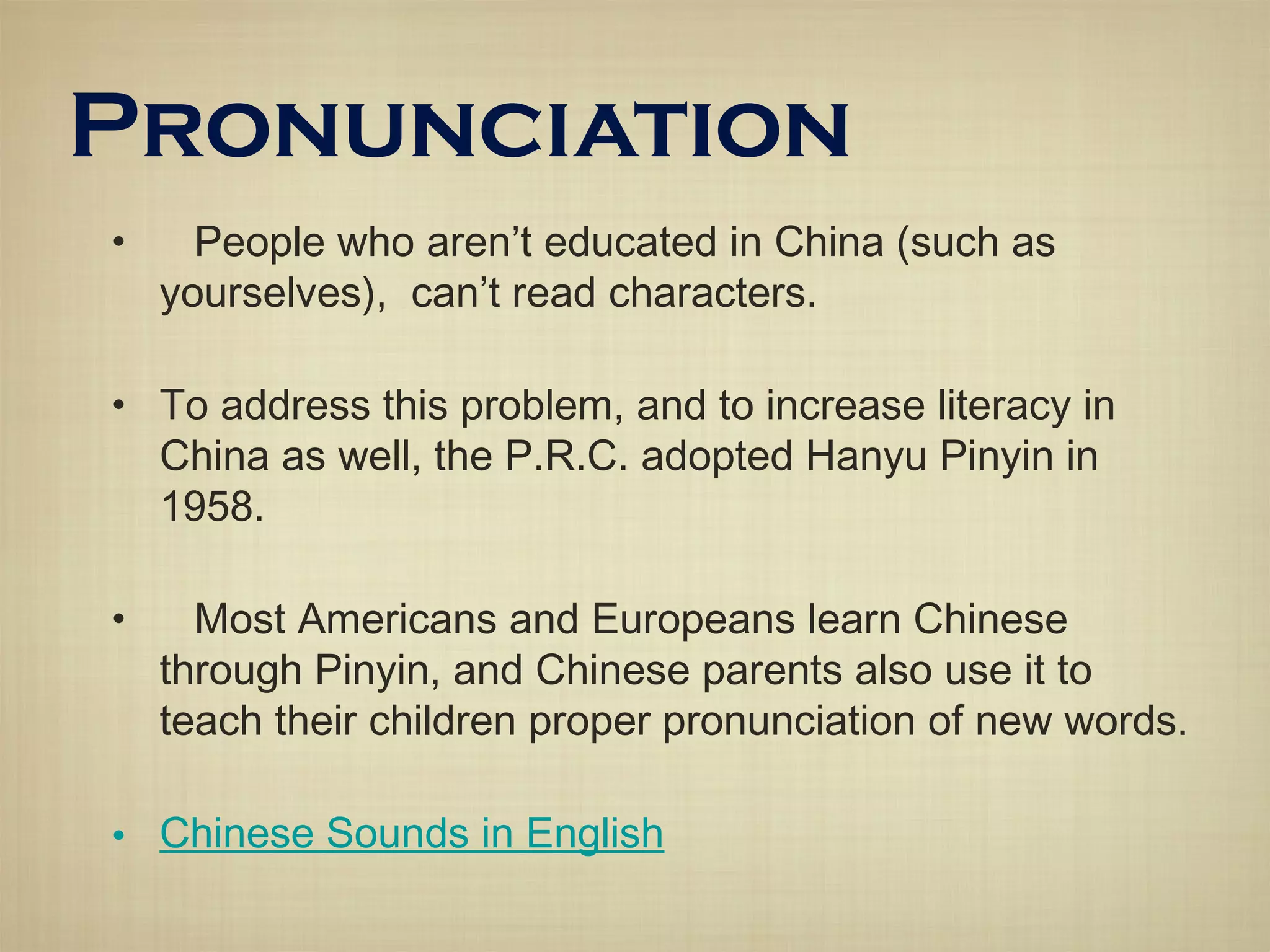 Basic Introduction to Chinese Language | PPT