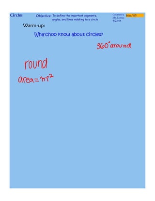 Intro to circles | PDF