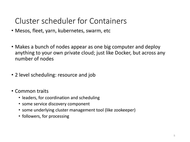 Intro to cluster scheduler for Linux containers | PPT