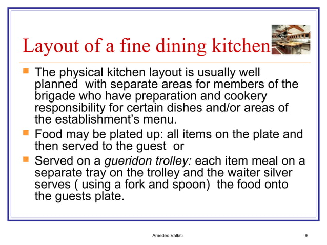 Amedeo Vallati - Different Commercial Kitchen layout | PPT