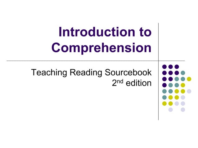Intro To Comprehension | PDF | Education
