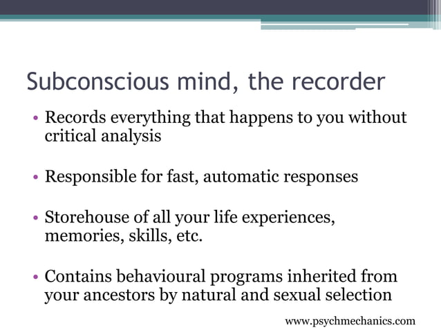 What is the conscious and the subconscious mind? | PPTX