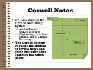 Intro to cornell notes | PPT | Free Download