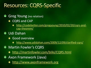 Intro to CQRS | PPTX | Databases | Computer Software and Applications