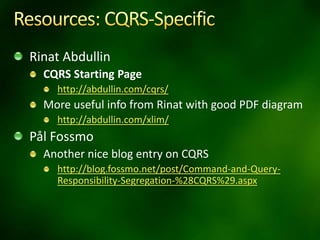 Intro to CQRS | PPTX | Databases | Computer Software and Applications