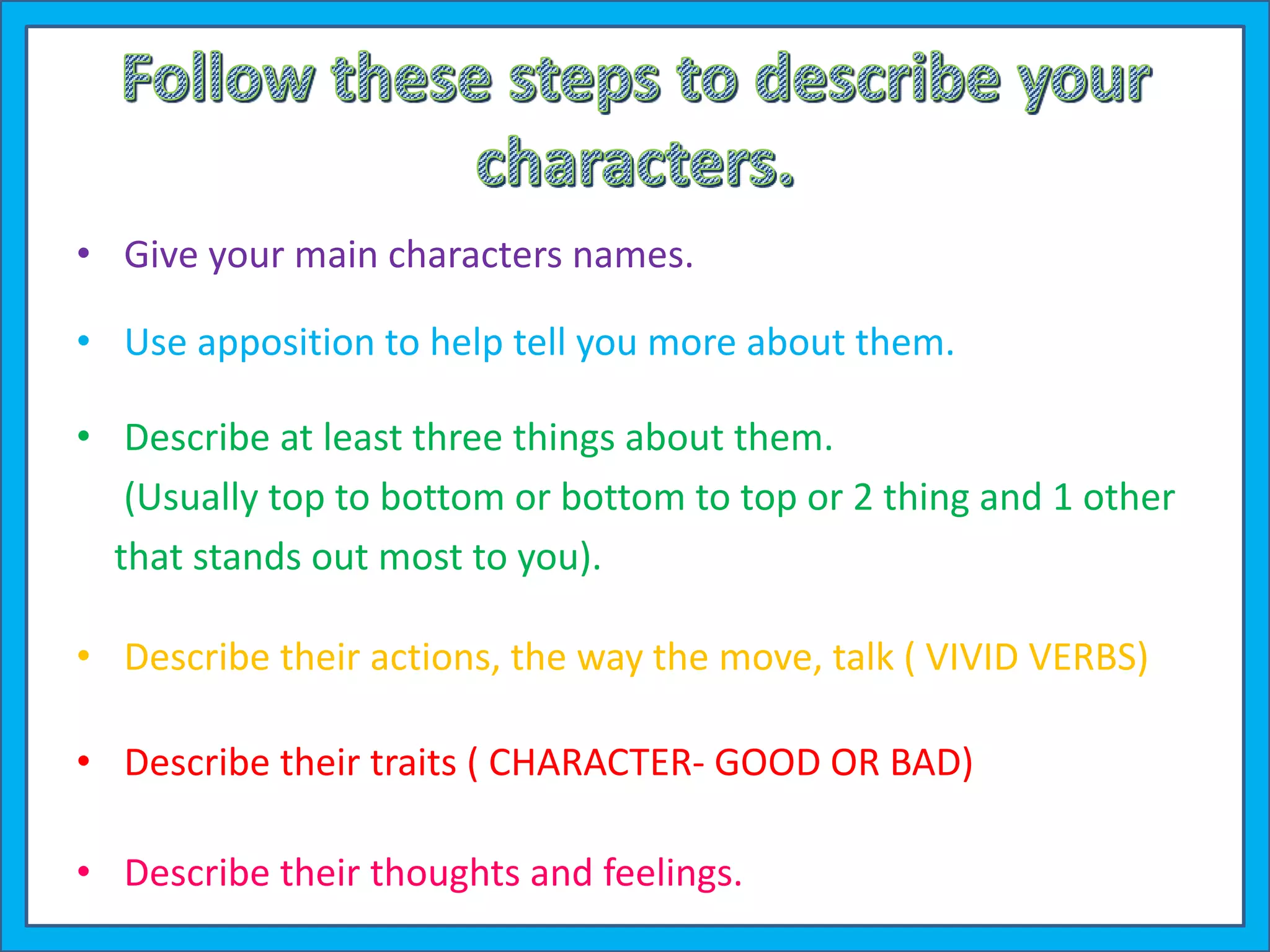 Intro to creating characters lesson 1 | PPTX