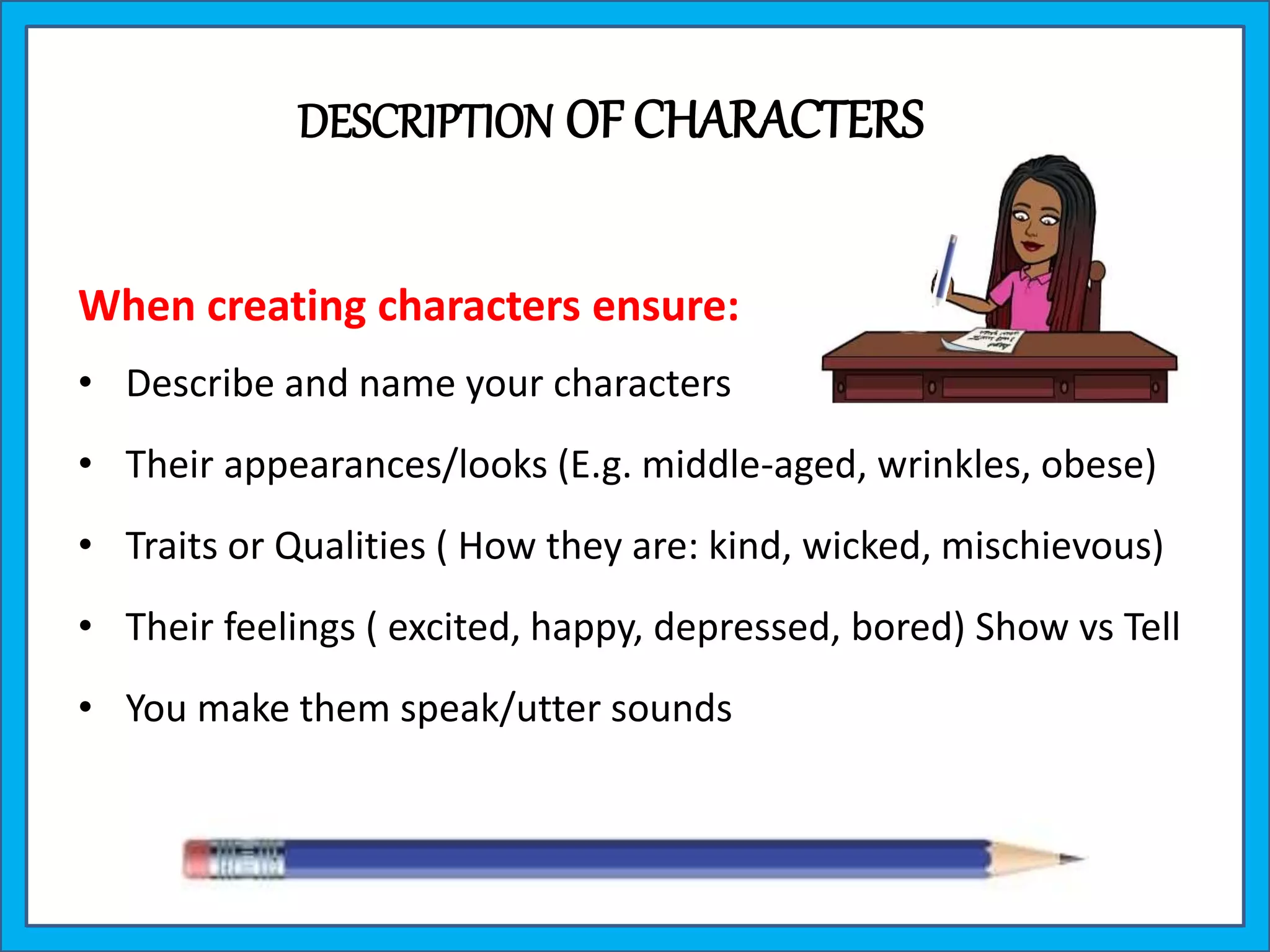 Intro to creating characters lesson 1 | PPTX