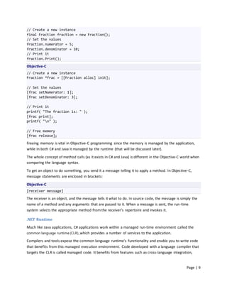 Intro to c# (vs. objective c and java) | PDF