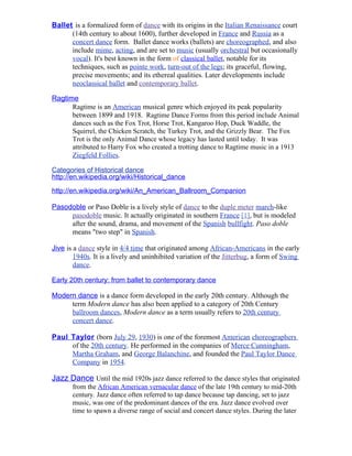Introduction to Dance timeline | DOC