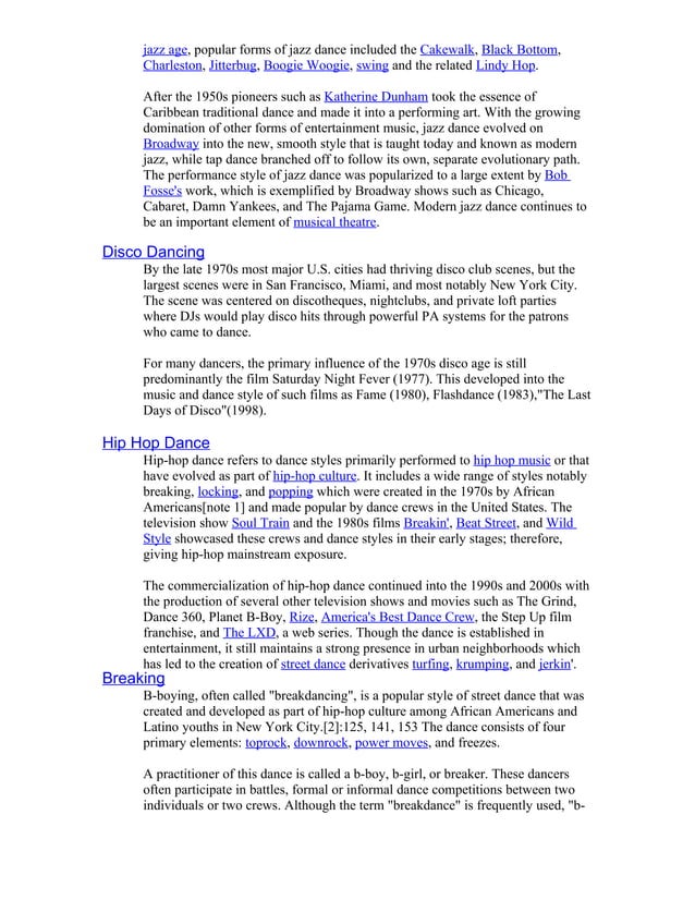 Introduction to Dance timeline | DOC