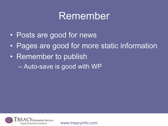 Intro to WordPress Dashboard | PPTX