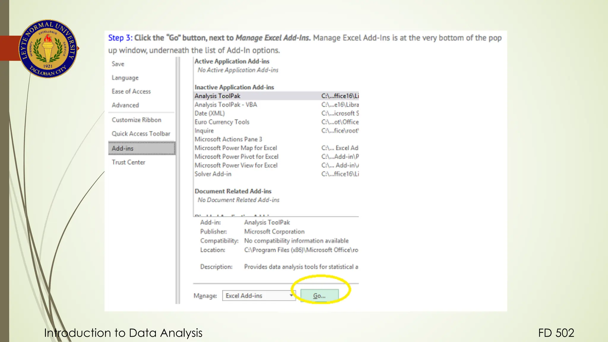 Intro to Data Analysis and Descriptive Statistics FD 502 Presentation.pdf