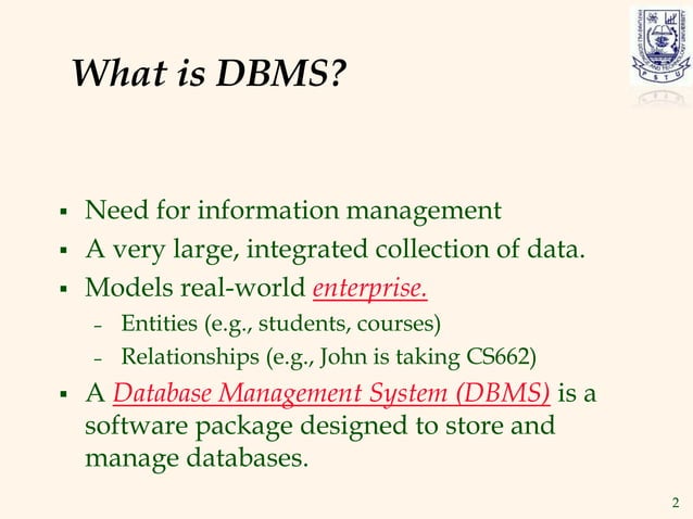 Introduction to database management system | PPT