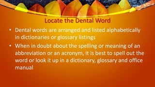 Intro to dental terminology | PPTX