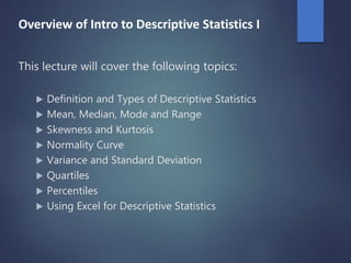 Introduction to Descriptive Statistics | PPTX