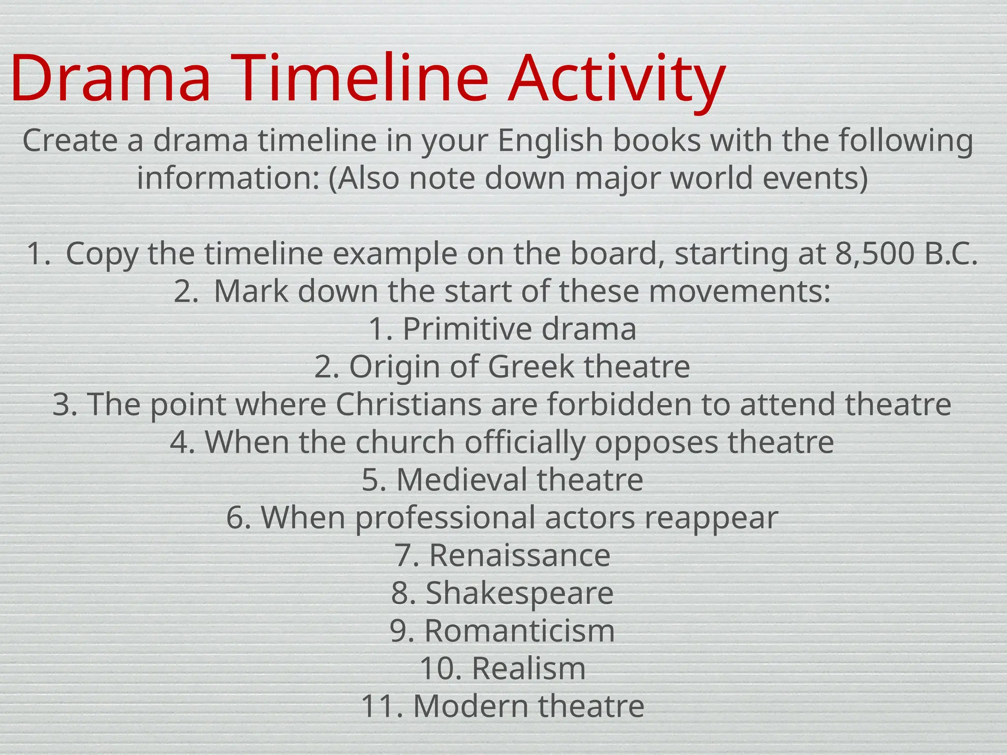 introduction activities to drama year 7 content | PPTX