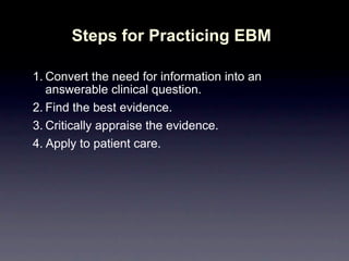 Introduction to Evidence Based Medicine | PDF