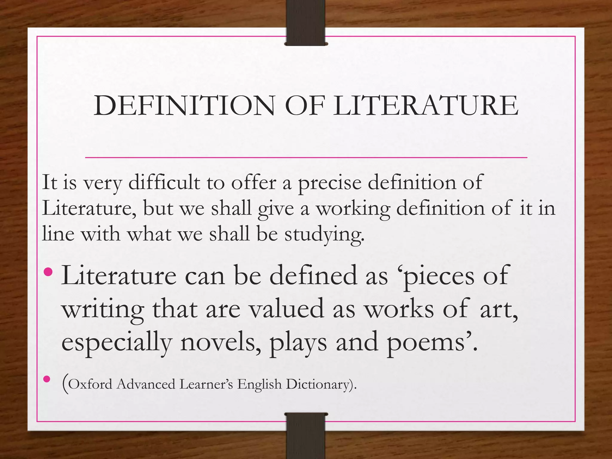Introduction to Literature in English | PPTX