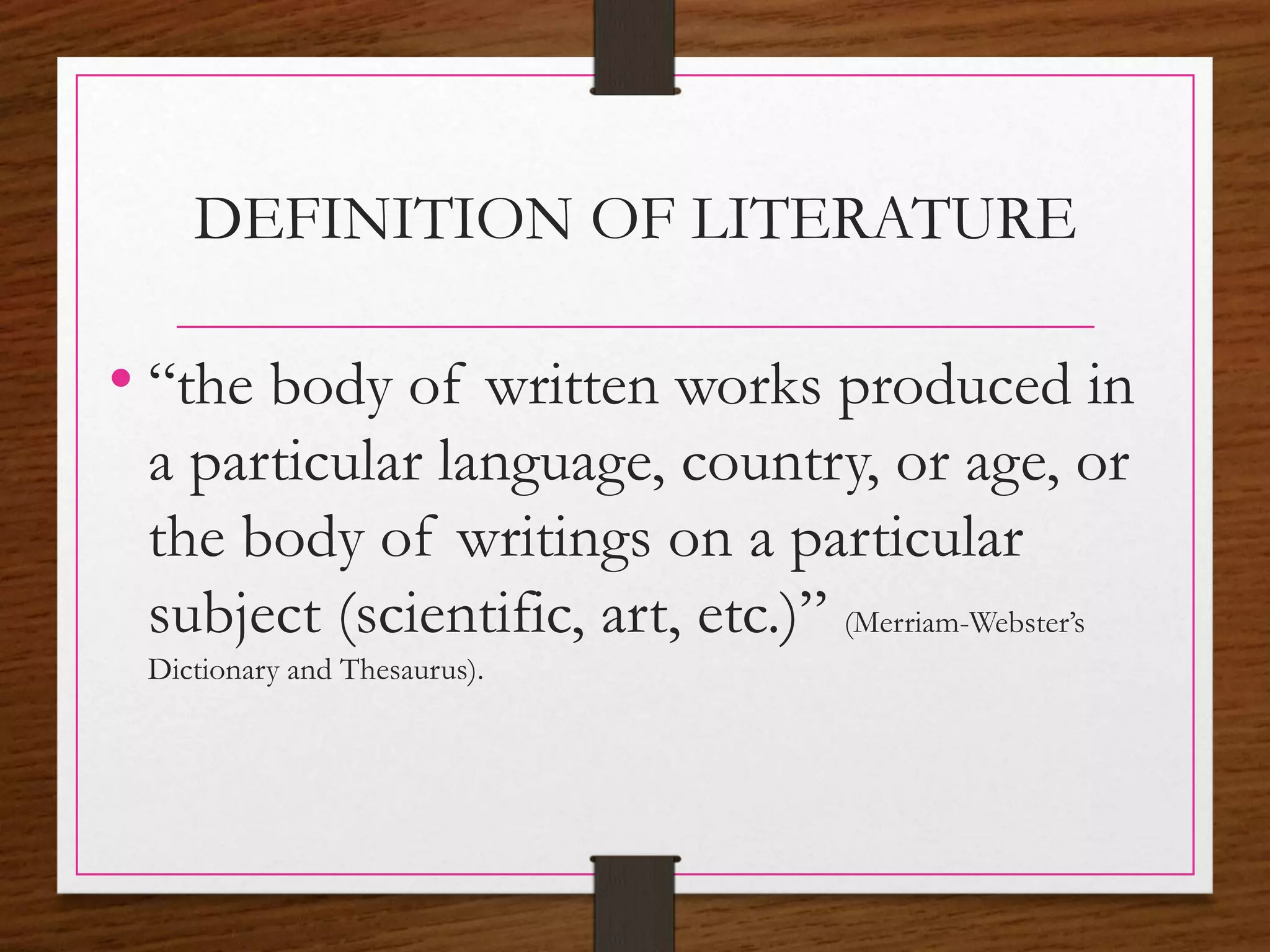 Introduction to Literature in English | PPTX