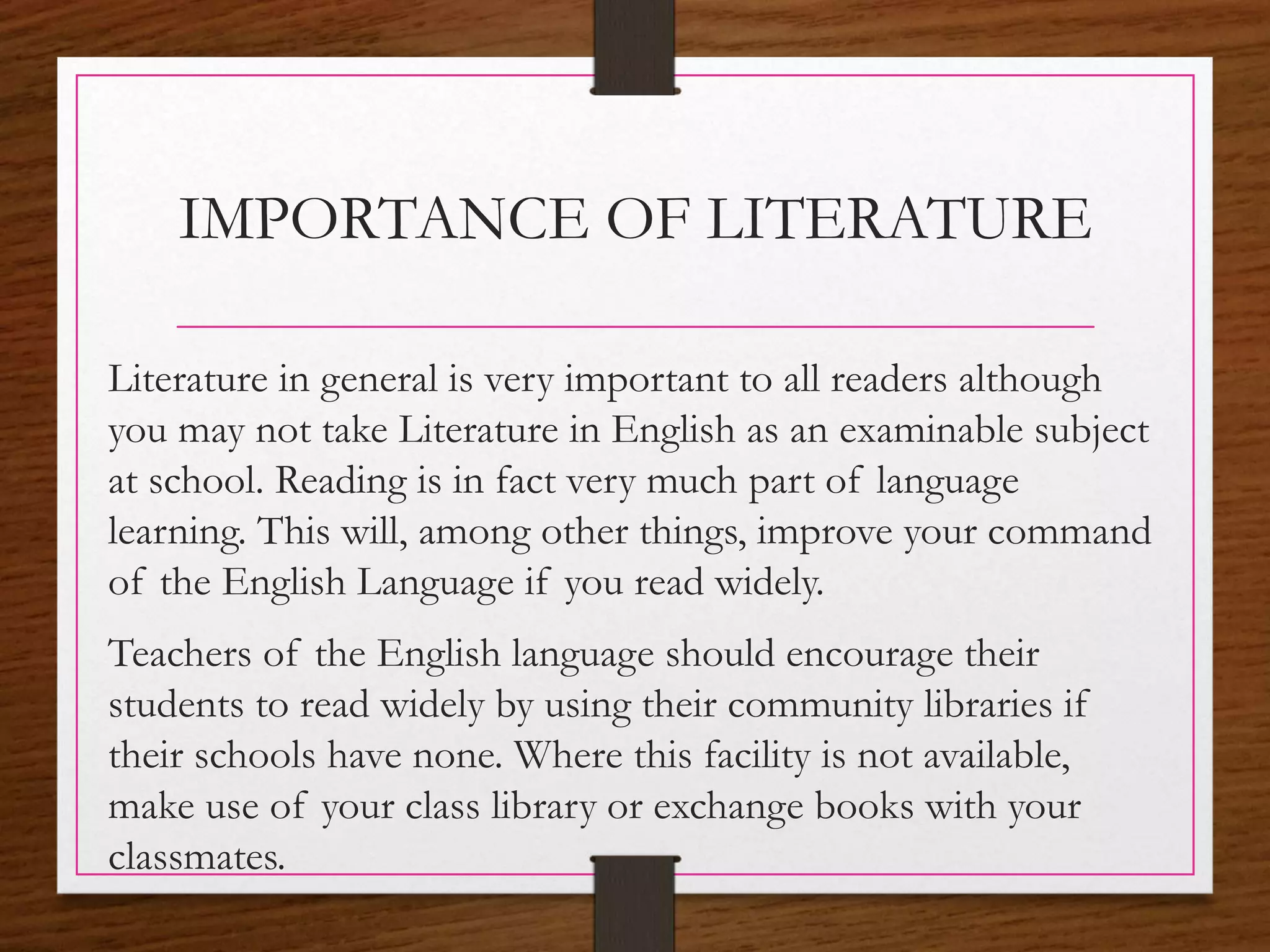 Introduction to Literature in English | PPTX