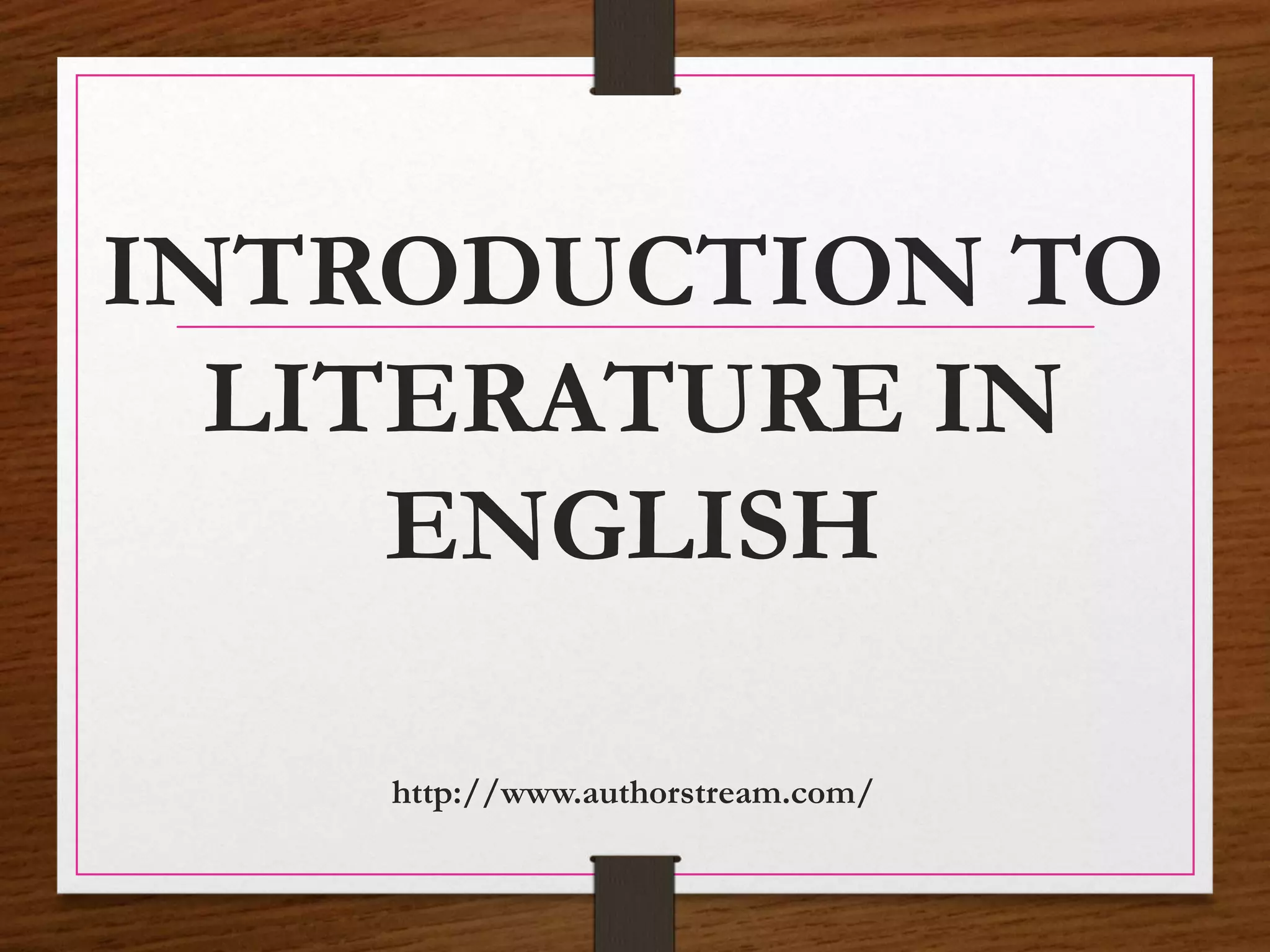 Introduction to English Literature | PPTX