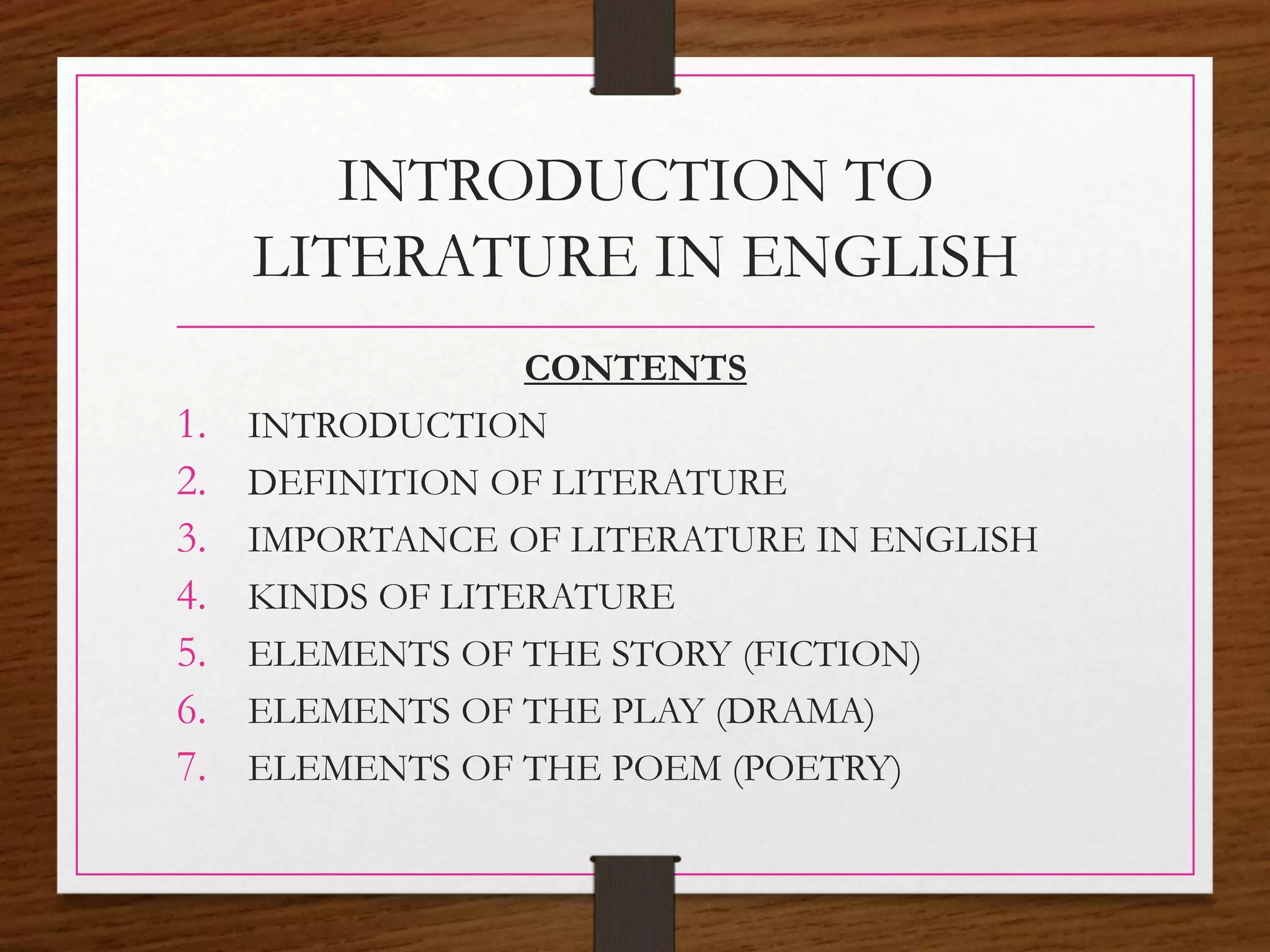 Introduction to English Literature | PPTX