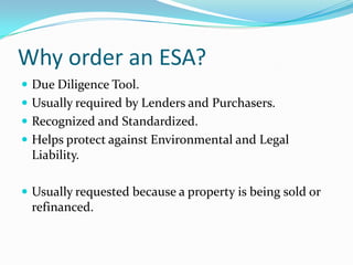 Intro to environmental site assessments (esa) | PPTX